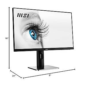 MSI Pro MP273QP, 27" Monitor, 2560 x 1440(QHD) IPS, 75Hz, TUV Certified Eyesight Protection, 1ms, Displayport, HDMI, Tilt, Swivel, Height, Pivot, Black