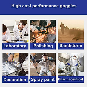 SUPERMORE Anti-Fog Protective Safety Goggles Clear Lens Wide-Vision Adjustable Chemical Splash Eye Protection Soft Lightweight Eyewear