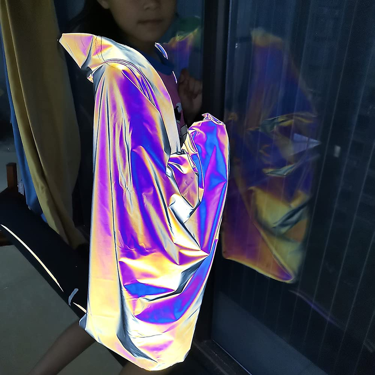 Colorful Reflective Stretch Fabric Cloths Fashion at Night for Clothing Sew On Size: 55 in x 1 yd