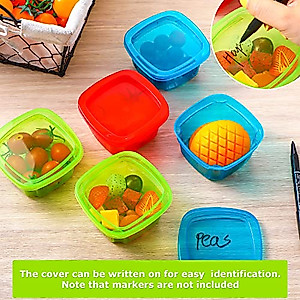 Hotop 30 Pieces Baby Food Storage Freezer Containers, 6.8 oz Plastic Baby Food Jars with Leakproof Lids, Small Baby Blocks Snack Containers and White Sticker Label for Infant Babies, 3 Colors