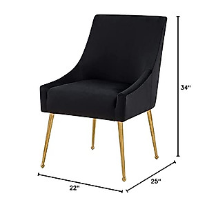 Limari Home Lombardo Collection Modern Style Velvet Upholstered Dining Chair with Back Handle (Set of 2), Black, Gold