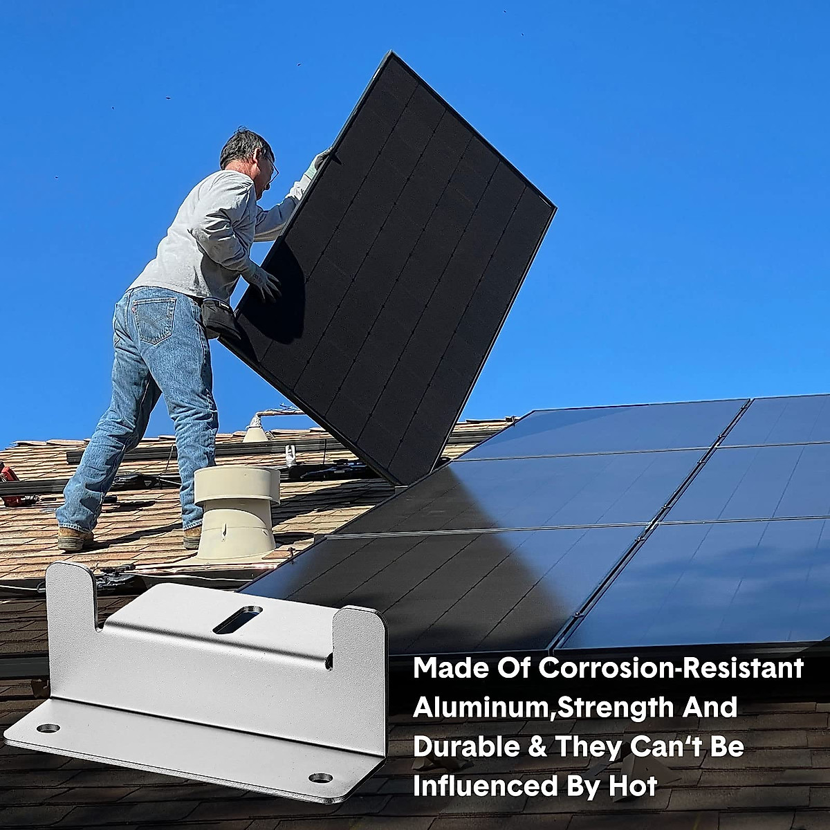 Konohan 10 Set Solar Panel Mounting Brackets Z Bracket Aluminum Solar Panel Mounting Brackets Kit with Nuts and Bolts for RV, Boat, Wall, Caravans, Yacht and Other Gird Installation