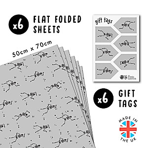 CENTRAL 23 Gray Wrapping Paper - Dancing Skeletons - Halloween Wrapping Paper - Spooky - Goth - Comes With Fun Stickers - Recyclable
