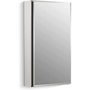 KOHLER CB-CLC1526FS CLC Flat 15" W x 26" H Aluminum Single Medicine Cabinet with Mirrored Door, Beveled Edges, Anodized Aluminim