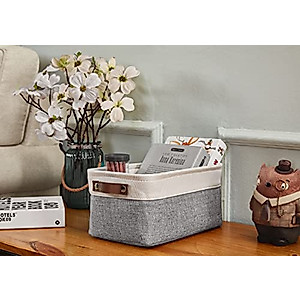 DECOMOMO Small Baskets | Storage Baskets for Organizing Shelves Linen Closet Bathroom Baby Cloth Nursery Fabric Bulk Decorative Empty Baskets for Gifts (Grey and White, Small - 6 Pack)