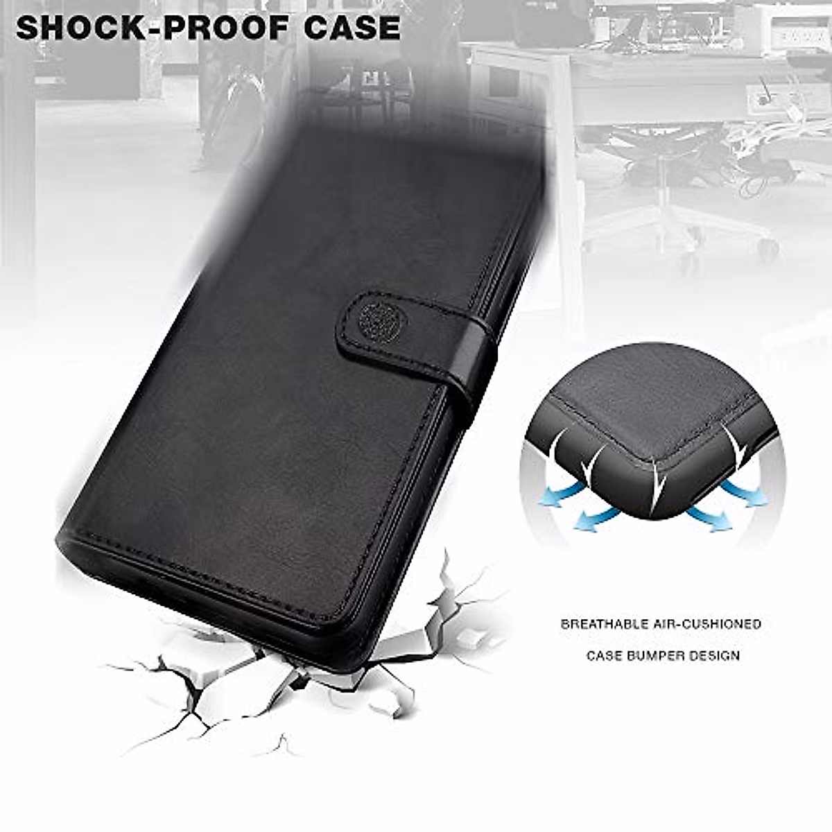 Shields Up for Moto G Stylus 5G Case Wallet 2022, Detachable Magnetic Wallet Case with Card/Cash Slots & Wrist Strap, Slim Durable Shockproof [Vegan Leather] Cover for Motorola G Stylus 5G 2022, Black