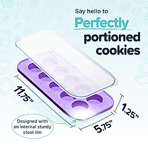 The Cookie Tray by Souper Cubes - Pack of two -Freeze and Store Perfect Cookie Dough rounds - Lavender with sprinkles color (Purple with sprinkles, pack of 2)