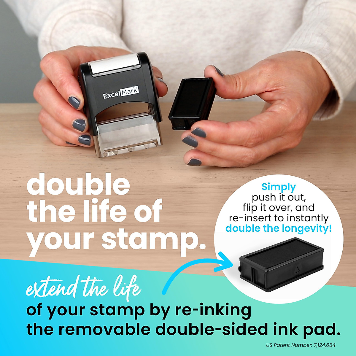 Custom Self-Inking Stamp - Up to 3 Lines - 11 Color Choices and 17 Font Choices