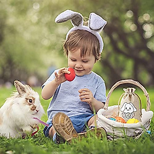 24PCS Easter Burlap Bags with Drawstring, Easter Jute Burlap Bags Small Favor Bags, Cute Bunny Burlap Gift Bag for Easter Party Favor