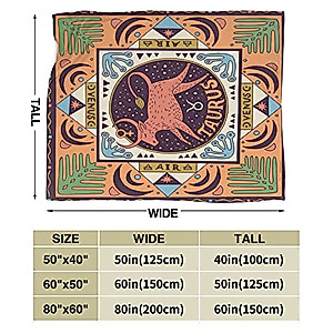 Taurus Zodiac Sign The12 Signs of The Zodiac Fleece Blanket Throw Blanket, Ultra-Soft Cozy Micro Fleece Blanket for Sofa, Couch, Bed, Camping, Travel, & Car Use-All Seasons Suitable 50"X40"