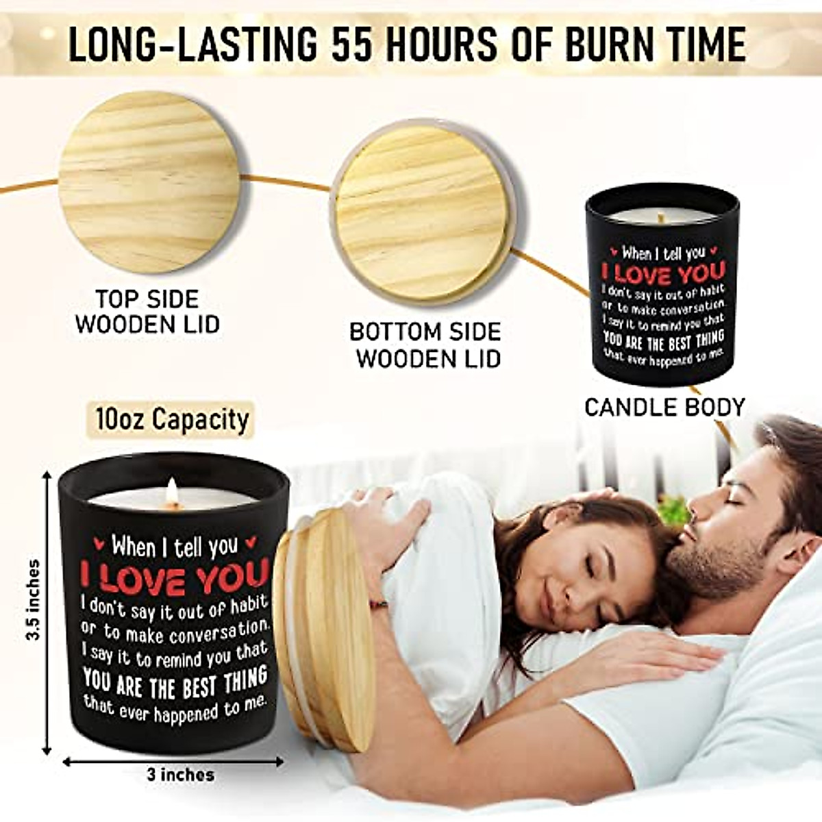 Anniversary Wedding Gifts for Men, Women, Boyfriend, Girlfriend, Husband, Wife, Valentine's Day, Birthday, Christmas Couple Gifts for Him, Her, Candle Gift, Vanilla, Lavender Scented Candle 10oz