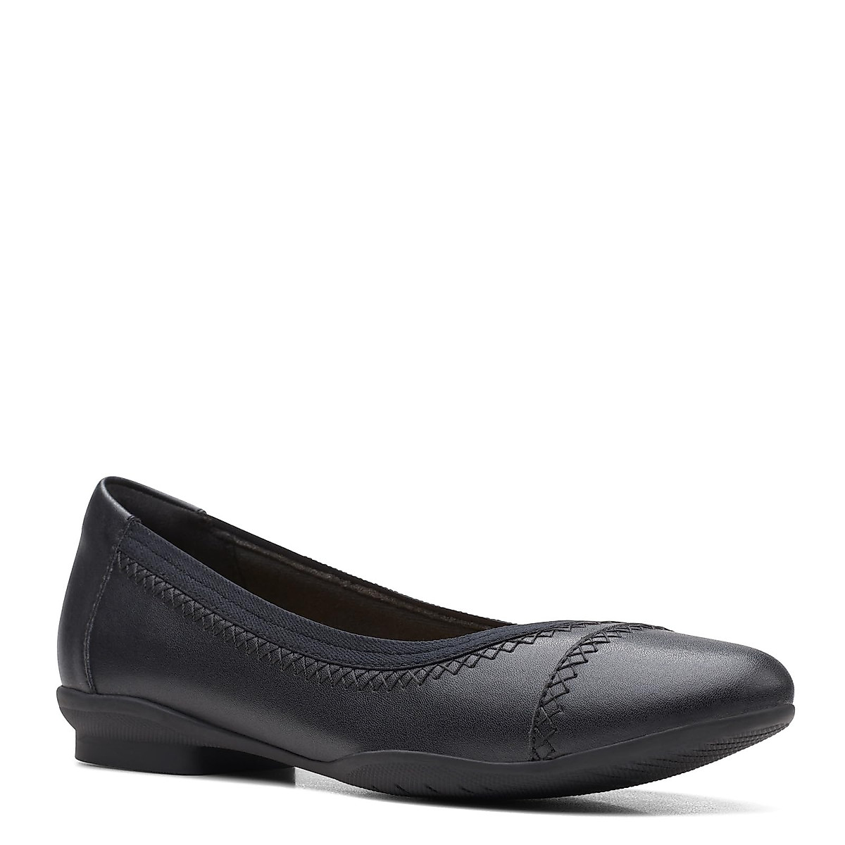 Clarks Women's Sara Bay Ballet Flat, Black Leather, 8.5