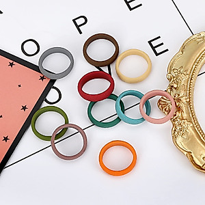 Longbeauty 10 Pack Candy Color Wedding Band for Men Women Flexible Comfort Sport Silicone Ring Black Red Blue Yellow Pink White Green Purple