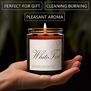 MOASITN White Tea Strong Scented Candles for Home| Bergamot,Tuberose,White Tea,Musk Scented Soy Candle| Longlasting Aromatherapy Candle| Women,Men Jar Candel Gift for Birthday,Housewarming,Relaxing