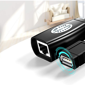 USB (Male) to RJ45 + USB (Female) USB Over Cat5/5e/6 Extension Adapter RJ45 -Up to 150ft Length