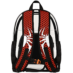 Yzrwebo Spiders Pattern Heavy Duty Clear Backpack Geometric Large See Through Backpacks PVC Transparent Backpack Clear Bag for Women Men Security Stadium Work Travel Events Concert