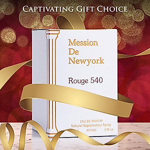 Mession de New York Rouge 540 Eau De Parfum for Men and Women - Saffron & jasmine as top notes - Base of Cedar & Fir Resin - Fragrance Choice for Daily Wear - Elegant 100ml Bottle with Suede Pouch