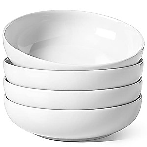 LE TAUCI Pasta Bowls 45 OZ, Large Salad Bowls and Serving Bowls, Soup Bowl, Ceramic Pasta Plates - 8.5 Inch, Set of 4, White