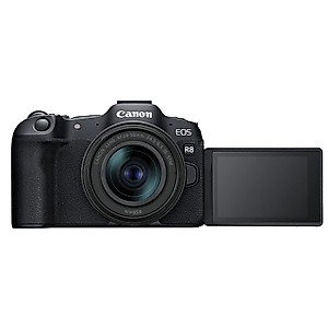 Canon EOS R8 Mirrorless with RF 24-50mm f/4.5-6.3 is STM Lens + 128GB Pro Speed Memory + Case + Tripod -Proffesional Bundle (Renewed)