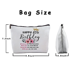 65th Birthday Gift for Women Zipper Travel Makeup Bag 65 Year Old Gifts 65 Birthday Gifts Birthday Gift Ideas for Women Grandma Mom Wife Sister Aunt