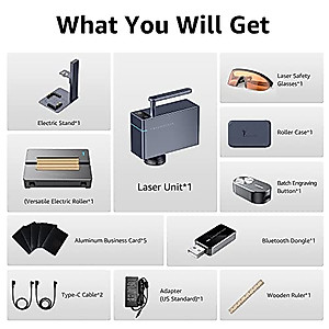 LaserPecker 3(Suit) Laser Engraver, Laser Engraving Machine 1064nm Fiber Laser 0.01mm Compressed Spot, 48000mm/min High Speed Handheld Laser Marking Machine for Metal Jewelry Plastic - with Roller