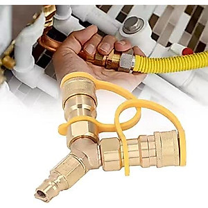 1/2 Inch Natural Gas Y Splitter, Durable Brass 2 Way Quick Connect Adapter for Natural Gas, for Weber Natural Gas Grills, Patio Heater, Pizza Oven