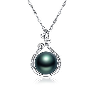NONNYL Tahitian Black Pearl Necklace, Mothers Day Gifts for mom Wife women Girlfriend Her on Valentines Day gifts for her gifts Anniversary Christmas day gifts Birthday day Gifts Jewelry for Women