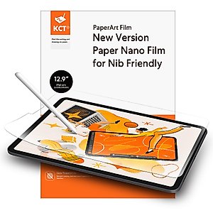 KCT 2 Pack Paperfeel Screen Protector Compatible with iPad Pro 12.9 (2022 & 2021 & 2020 & 2018 Models), Matte PET Film for Drawing, No Glare with Easy Installation Kit
