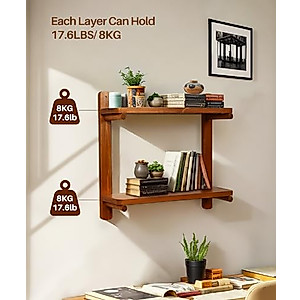 SUMGAR 24 Inch Floating Shelves for Wall Mounted Shelving Unit All Pine Wood 2 Tier Large Shelf for Bedroom Living Room Office Bathroom Home Decoration Storage Plant Photo Display Mid Century Modern