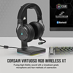 CORSAIR VIRTUOSO RGB WIRELESS XT High-Fidelity Gaming Headset with Bluetooth and Spatial Audio - Works with Mac, PC, PS5, PS4, Xbox series X/S - Slate