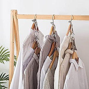 KLEVERISE 12 PCS Space Saving Closet Hanger Connector Extender Organizers - Odorless Wonder Space Saver Hanger Extension Connections - Clothes Hanger Magic Cascading Band Gray