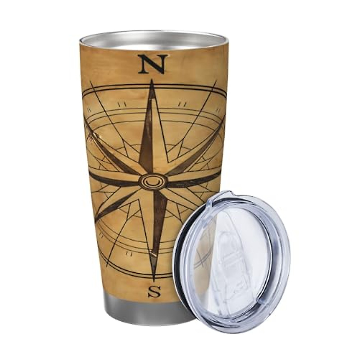 AYCZN Compass 20 OZ Tumbler Stainless Steel Travel Coffee Mug, Nautical Insulated Water Bottle with Lid and Straws Leakproof Thermal Cup
