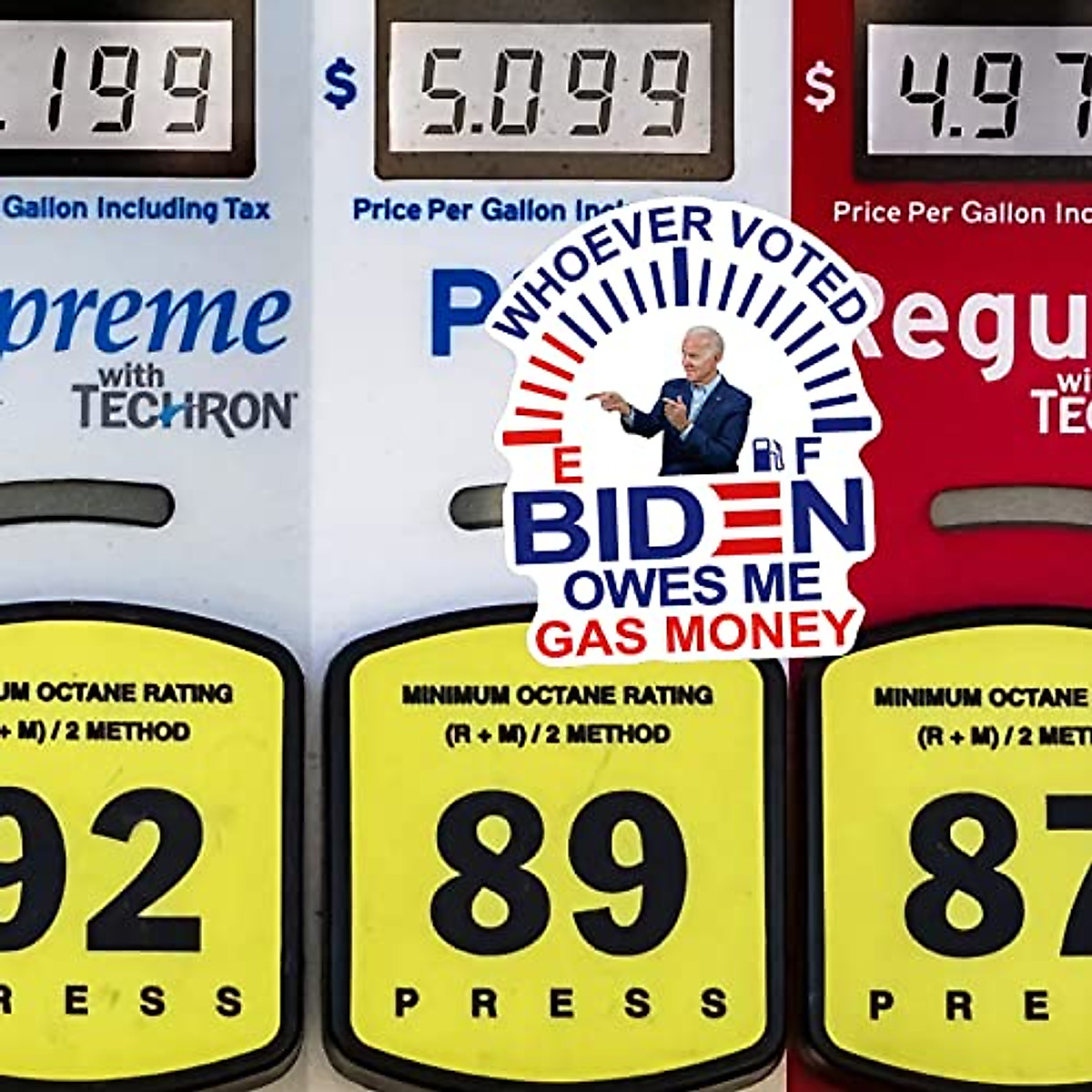 YINENA 100 Pcs Whoever Voted Biden Owes Me Gas Money Stickers Fuck Biden Decal Funny Sticker of Joe Biden Campaign Logo Parody Sticker for Car Motorcycles Helmets Laptop Decor 2x3 in