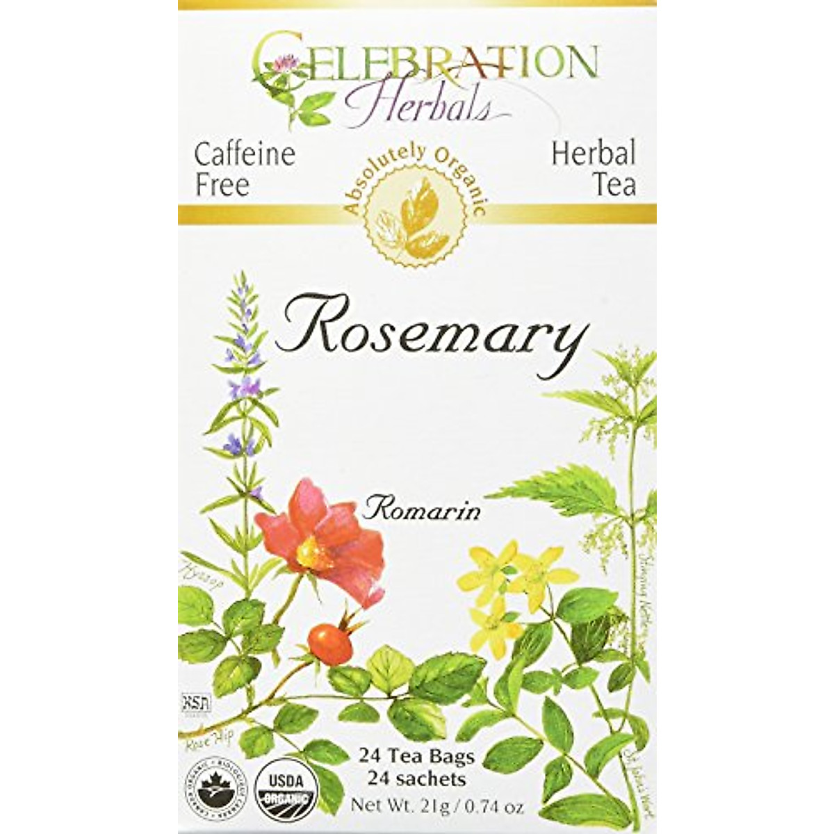 CELEBRATION HERBALS Rosemary Leaf Tea Organic 24 Bag, 0.74 Ounce