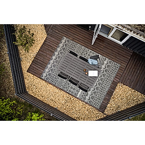 Gertmenian Indoor Outdoor Area Rug, Classic Flatweave, Moroccan Collection II, Stain & UV Resistant Carpet, Deck, Patio & Mudroom, 7x10 Large, Diamond Tribal Dark Gray, 18455