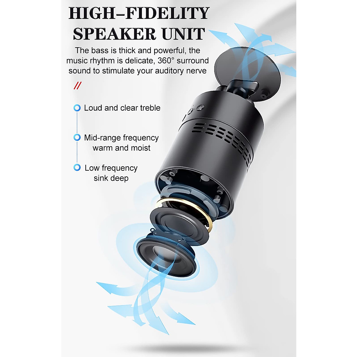 2 in 1 Portable Speakers Bluetooth Wireless Earbuds, 360 Surround Stereo Sound with Microphone, Touch Headset for Home Party Outdoor Travel(Black)