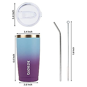 BJPKPK 20 oz Stainless Steel Vacuum Insulated Tumblers with Lids and Straw Reusable Travel Water Mug Double Wall Coffee Cup for Women/Men,Ocean Dream