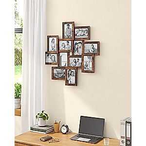 SONGMICS 4x6 Collage Picture Frames, Multi Picture Rustic Photo Frame Set with Glass Front for Wall Décor, Assembly Required (12-Pack)