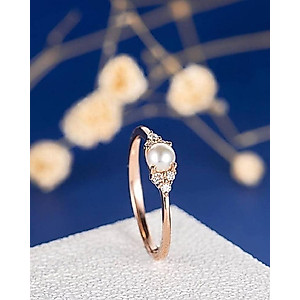 LTCXCXCD Simple Exquisite Jewelry 18k Rose Gold Pearl Ring Simulation Natural Moonstone 925 Silver Solitaire Ring (10)