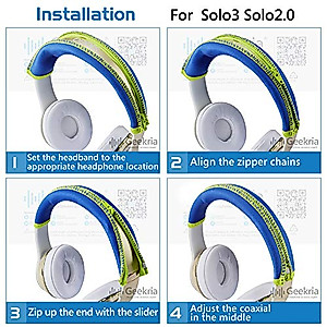 Geekria Stretchable and Washable Earphone Covers and Headband Cover Fits B S0lO Pro, Solo3, Solo2.0 Wireless Headphone/Ear Cushion Covers/Earpad Protectors + Headband Protector (Pop Indigo)