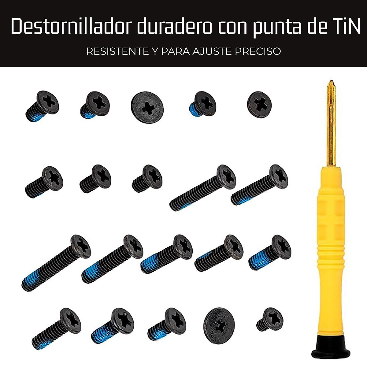 BOLT DROPPER 400pcs Laptop Screws w/Blue Nylok (20 Sizes) Titanium Nitride Screw Driver, Notebook Computer Screw Kit Set, Electronic Repair Screws for Hard Drive SSD Motherboard Fan Power Graphics