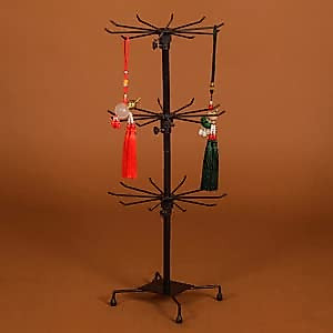 NMFIN 3Tier Rotating Jewelry Display Rack,Metal Earring Display Stands Jewelry Organizer Rack Tower Bracelet Holder for Necklace Ring Keychain,Black