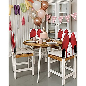 Maliyand Chair Back Cover, Sexy Red High Heels Fashion Woman Face Chair Covers Removable Chair Protector Slipcover for Dining Room, Kitchen, Restaurant, Set of 6