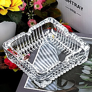 UZQL Ashtray, Glass Ashtray Square Crystal Ashtray, Classic Design Ashtray for Weed, Home Large Ashtrays for Cigarettes Outdoor （4.1 inch）