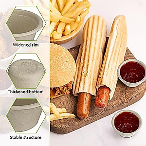 Hsei 400 Set 2oz Disposable Souffle Cups with Lids Bagasse Fiber Condiment Paper Cups Serving Sample Cups Mini Tasting Cups for Sauce Salad Snack Charcuterie Dessert Serving, Include 400 Cups 400 Lids