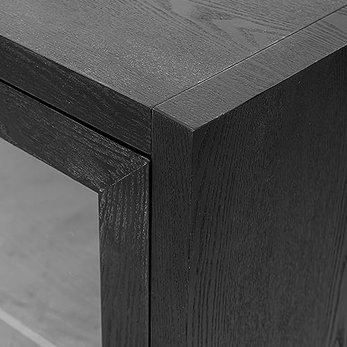 Hlcodca Wood Storage Cabinet with Two Tempered Glass Doors,Four Legs and Adjustable Shelf,Suitable for Living Room, Study and Entrance (Black-001)