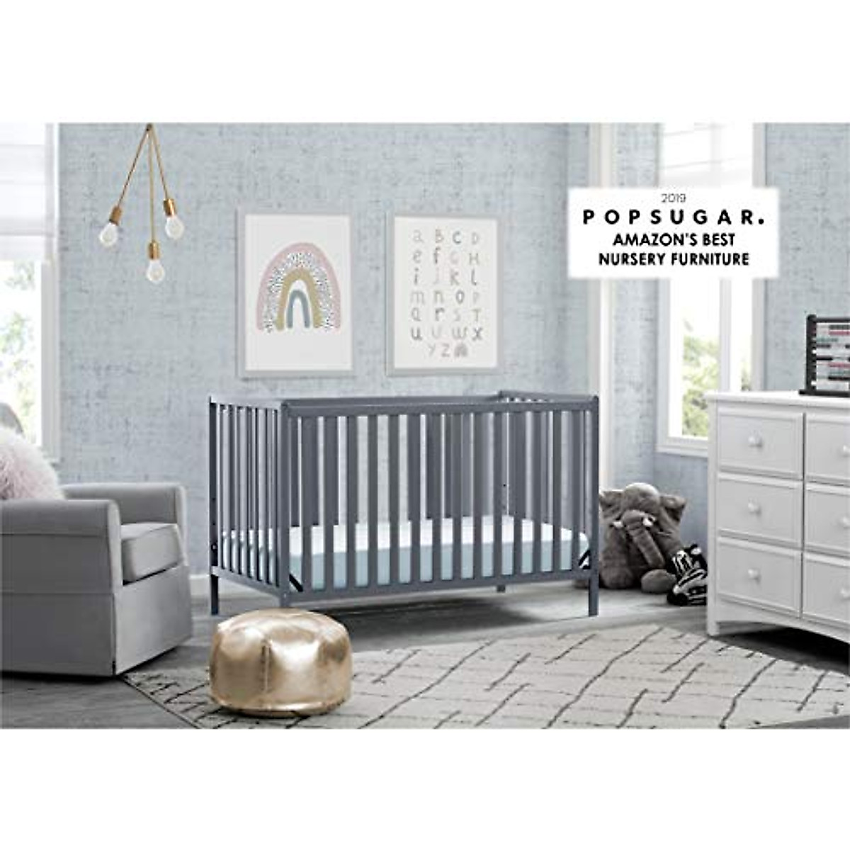 Delta Children Fancy 4-in-1 & Mattress, Dark Chocolate with Twinkle Stars Crib & Toddler Mattress