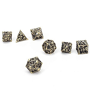 LANSAI Metal DND Hollow Polyhedral Beholder Dice Set D&D Suitable for Dungeons and Dragons Role Playing Games(Bronze)