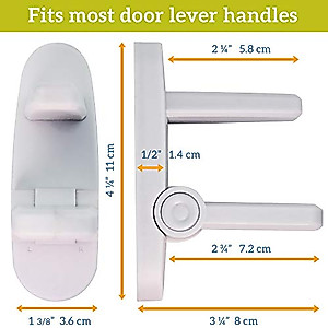 Improved Childproof Door Lever Lock (2 Pack) Prevents Toddlers From Opening Doors. Easy One Hand Operation for Adults. Durable ABS with 3M Adhesive Backing. Simple Install, No Tools Needed (White, 2)