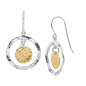 Silpada 'Marbella' Two-Tone Disc Drop Earrings in Sterling Silver and Gold-Plating